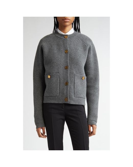 TOTEME Hammered Button Wool & Cashmere Blend Cardigan in Gray | Lyst