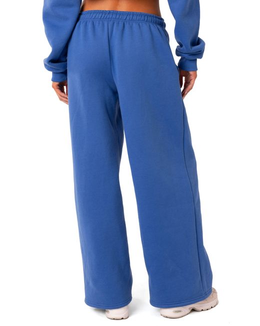 Edikted Breanna Low Rise Wide Leg Sweatpants in Blue | Lyst
