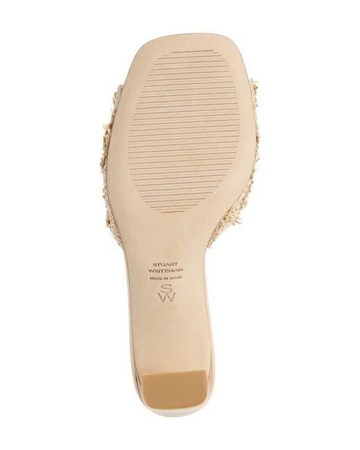 Stuart Weitzman Stassi 50 Slide Sandal in Natural | Lyst