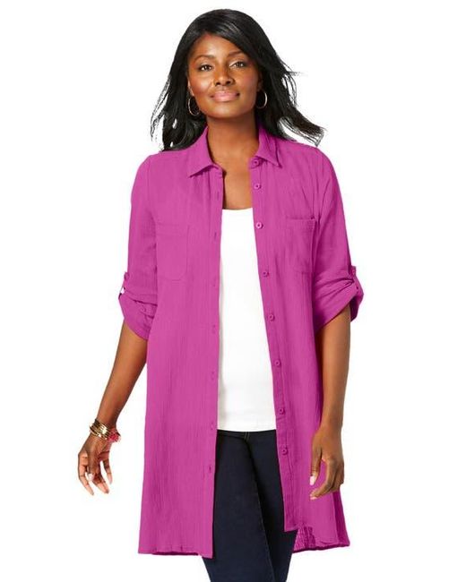 Jessica London Gauze Mega Tunic in Purple | Lyst