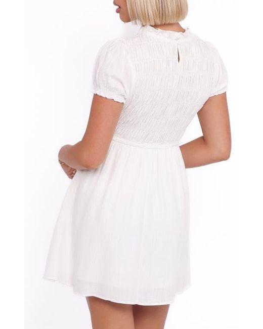 Petal & Pup Emari Puff Sleeve Minidress in White | Lyst