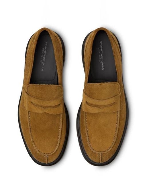 Stuart Weitzman Alvin Penny Loafer in Brown for Men | Lyst