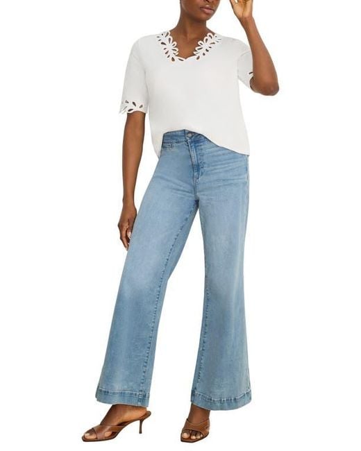NIC+ZOE Rococo Soutache Embroidered Trim Top in Blue | Lyst