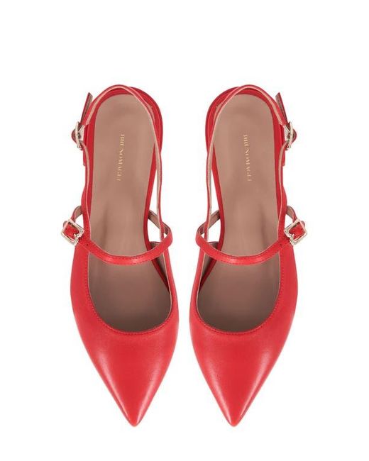Bruno Magli Martina Slingback Mary Jane Pointed Toe Flat in Red | Lyst