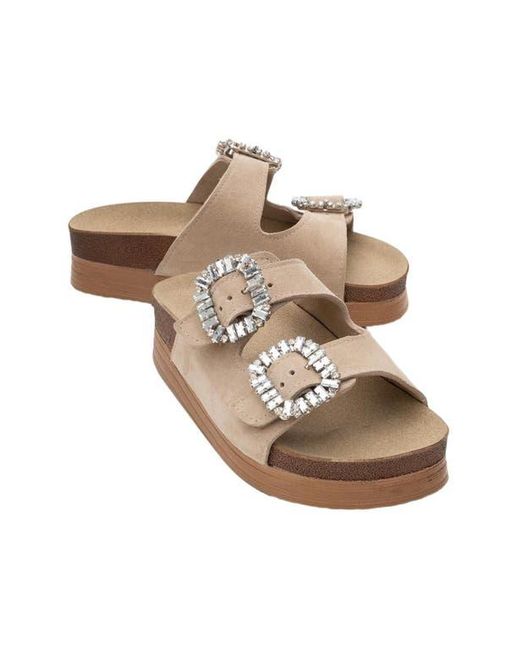 Forever & Always Shoes Polacca Leather Slide Sandal in Metallic | Lyst