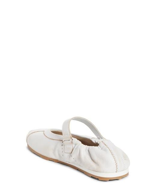 Miu Miu Plume Mary Jane Ballet Flat Sneaker in White | Lyst