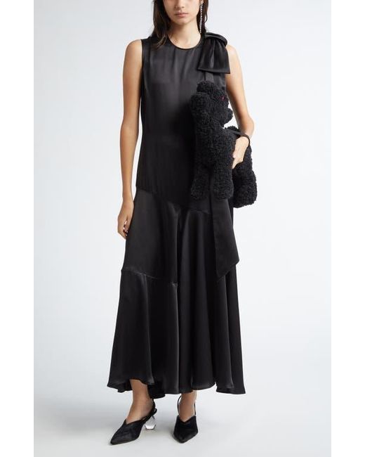 Simone Rocha Bow Shoulder Silk Satin Dress in Black | Lyst