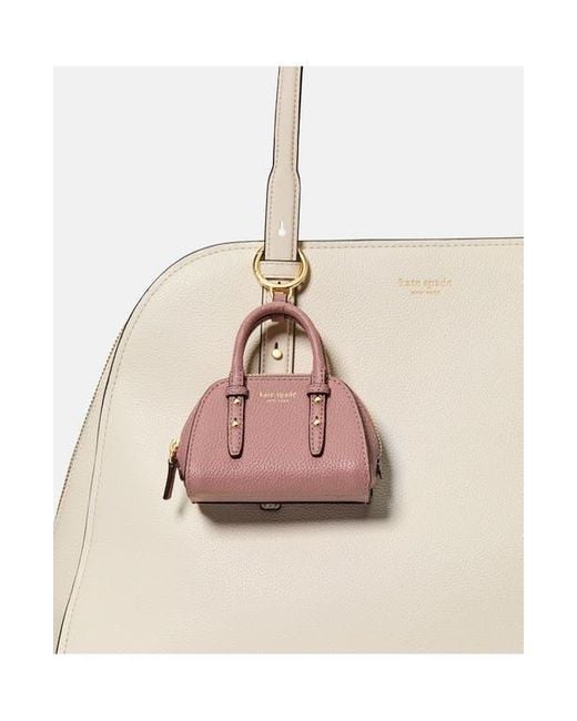 Kate Spade Charmed Pebble Leather Key Fob in Pink | Lyst