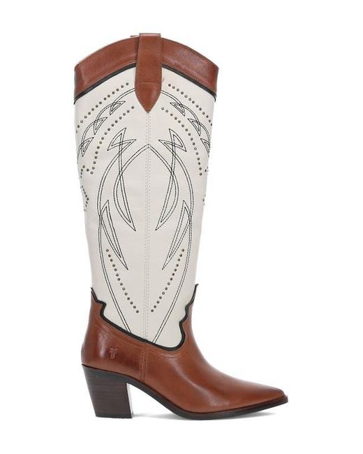 Frye Sara Pointed Toe Western Boot in White | Lyst