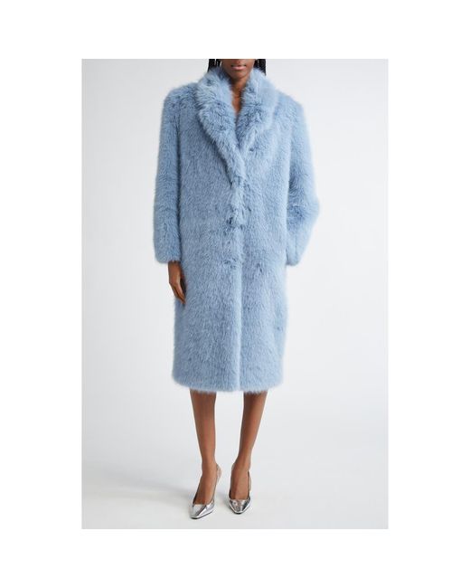 Stand Studio Mckenna Faux Fur Coat in Blue | Lyst