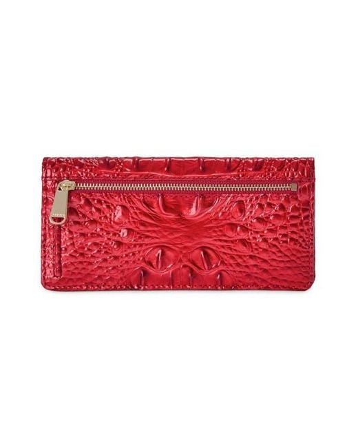 Brahmin Adelle Croc Embossed Leather Bifold Wallet in Red | Lyst
