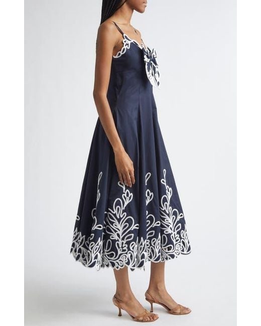 Cinq À Sept Embroidered Paisley Bloom Detail Cotton Dress in Blue | Lyst