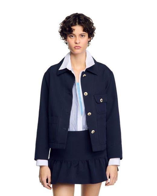 Sandro Jacket With Officer Buttons in Blue | Lyst