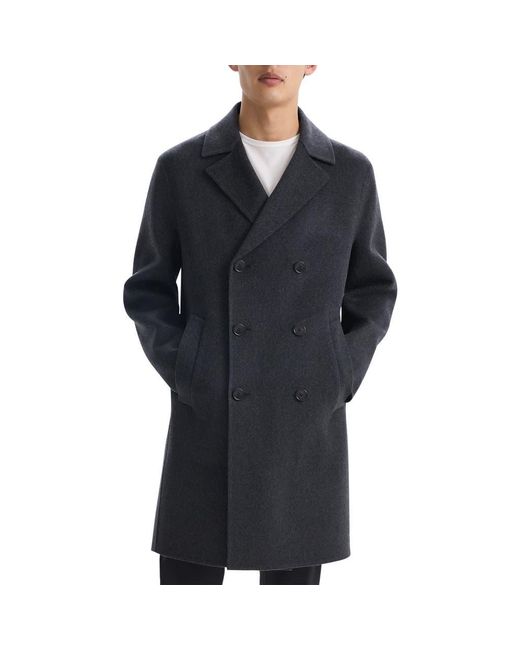 Theory Double Breasted Wool & Cashmere Coat in Black for Men | Lyst