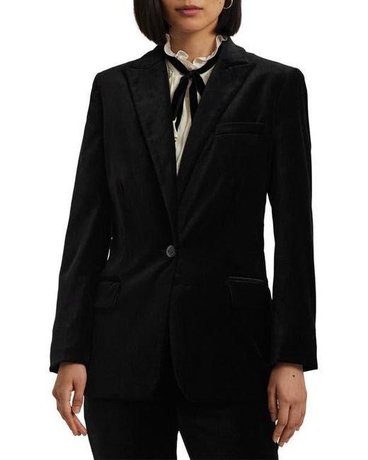 Ralph Lauren Stretch Velour Blazer in Black | Lyst