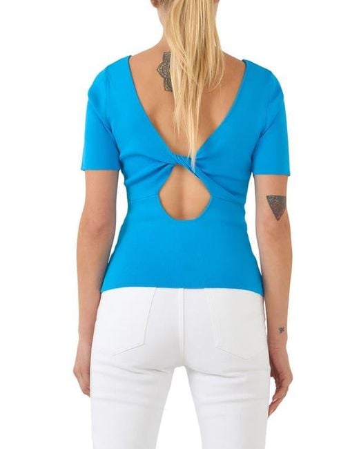 English Factory Twist Cutout Back Top in Blue | Lyst