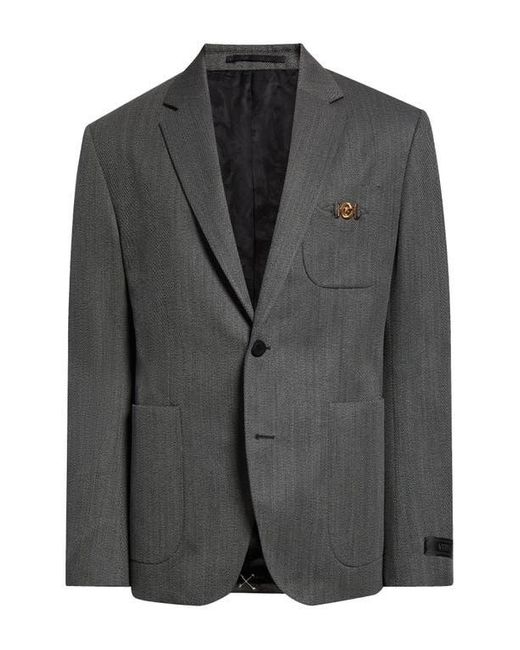Versace Medusa Biggie Wool Herringbone Sport Coat in Black for Men | Lyst