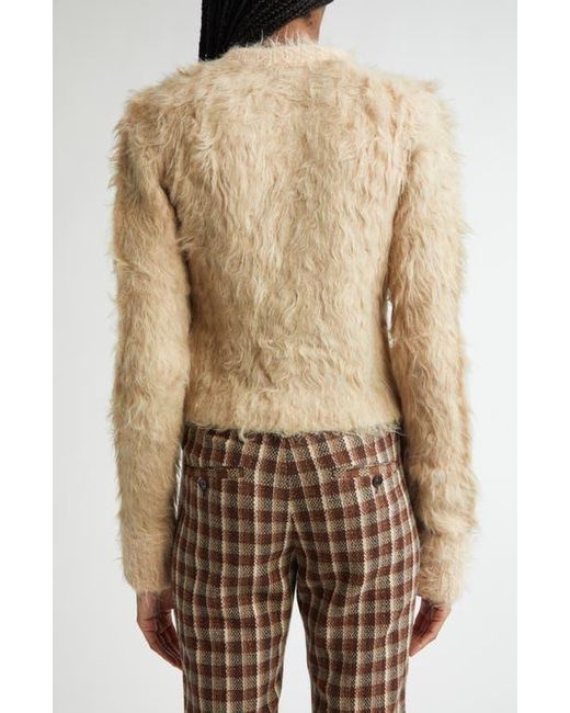 Acne Studios Kradi Fuzzy Crop Cardigan in Natural | Lyst
