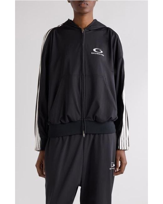 Balenciaga Loop Sports Icon Full Zip Hoodie in Black | Lyst