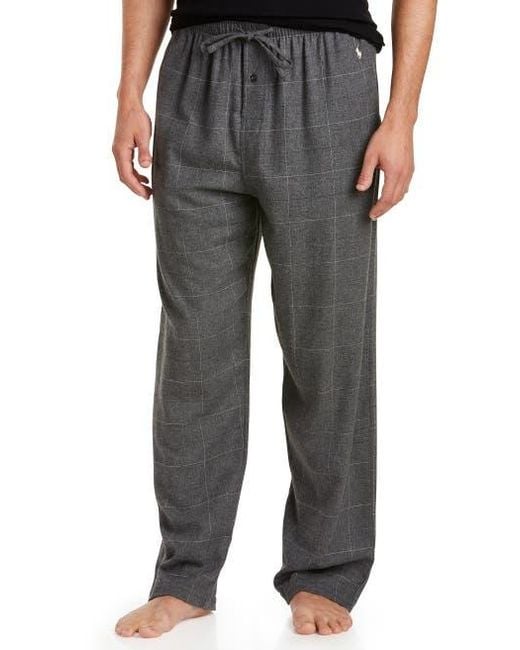 Polo Ralph Lauren Big & Tall Windowpane Plaid Flannel Pants in Gray for ...