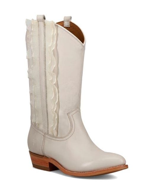 Frye Billy Ruffle Western Boot in Gray | Lyst