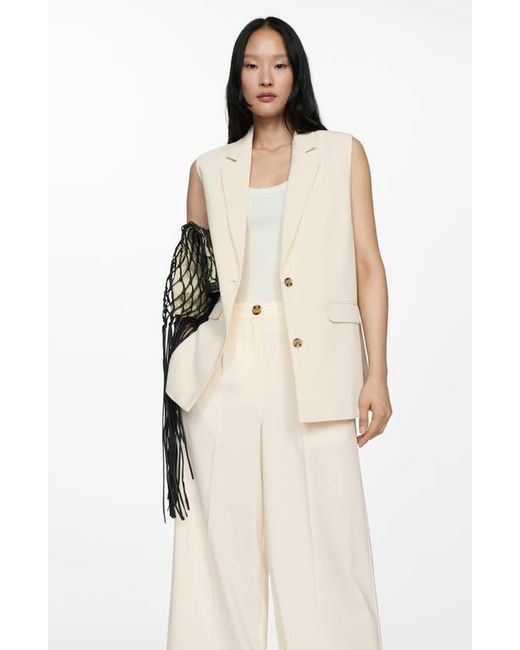 Mango Long Vest in Natural | Lyst