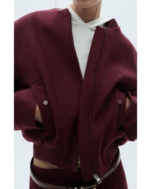 Mango Oversize Wool Blend Bomber Jacket in Red | Lyst