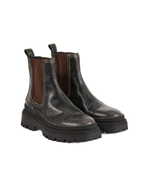 Sandro Crackled Leather Chelsea Boots in Brown | Lyst