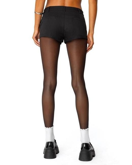 Edikted Kera Front Pleat Micro Shorts in Black | Lyst