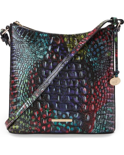 Brahmin Katie Croc Embossed Leather Crossbody Bag in Blue | Lyst