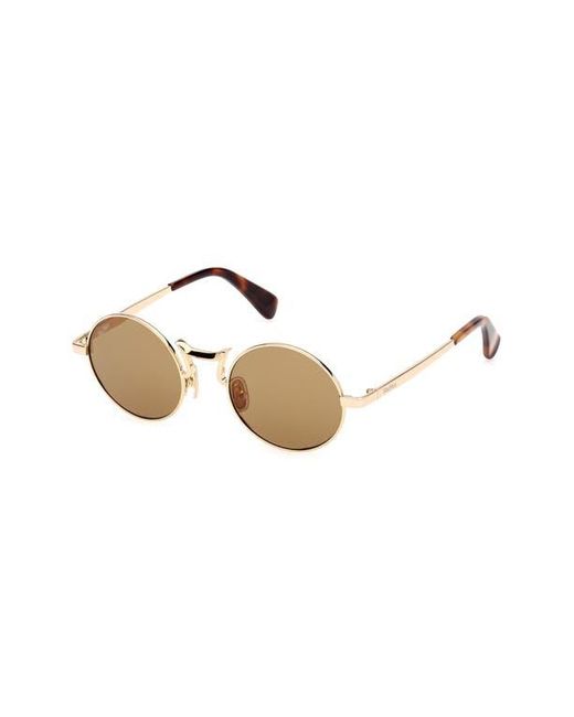 Max Mara 48Mm Small Round Sunglasses in Natural | Lyst