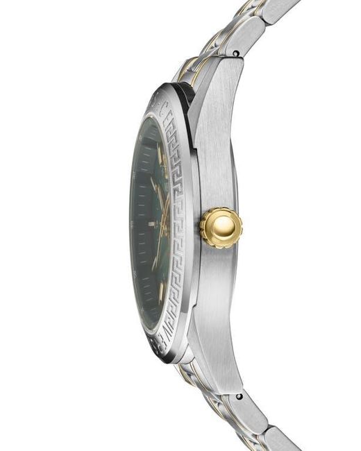 Versace V-Code Gmt Two-Tone Bracelet Watch, 42Mm in Metallic for Men | Lyst