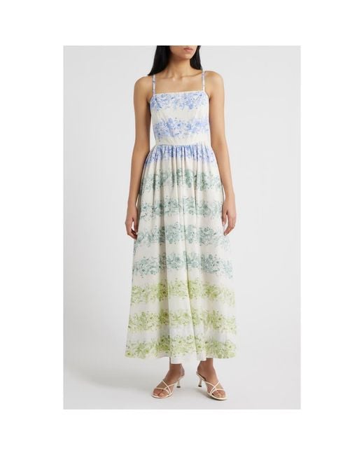 Cece Empire Waist Sleeveless Cotton Maxi Dress in Green | Lyst