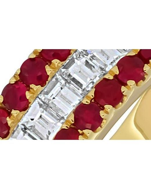 Bony Levy Three-Row Ruby & Diamond Ring | Lyst