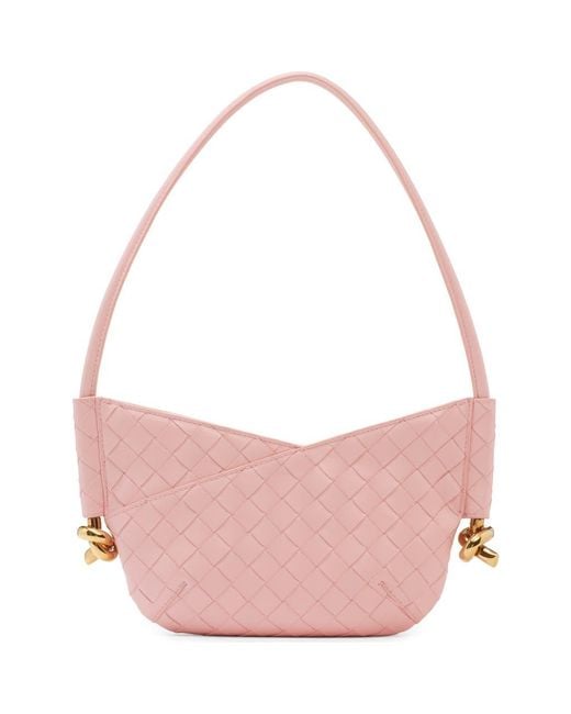 Bottega Veneta Mini Solstice Intrecciato Leather Hobo Bag in Pink | Lyst