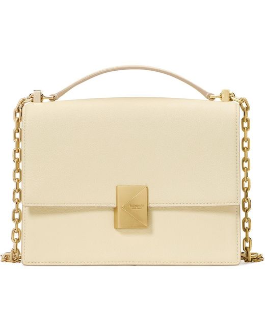 Kate Spade Deco Pebbled Leather Convertible Crossbody Bag in Natural | Lyst
