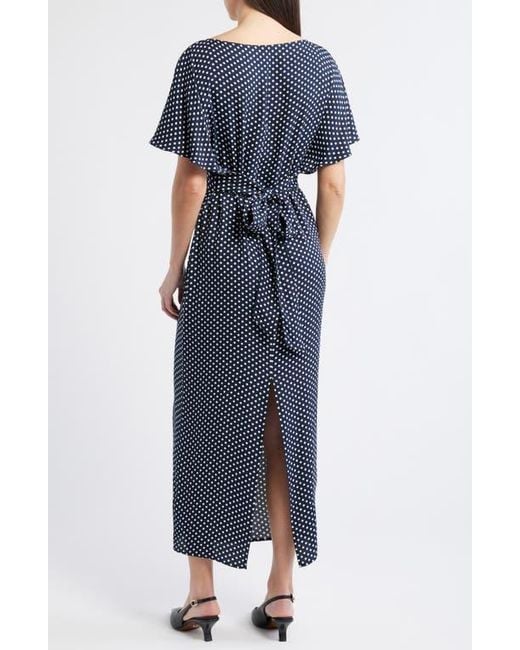 Reformation Maeva Polka Dot Flutter Sleeve Midi Dress in Blue | Lyst