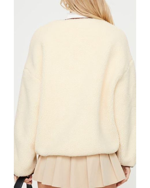 Princess Polly Adylic Teddy Faux Shearling Coat in Natural | Lyst