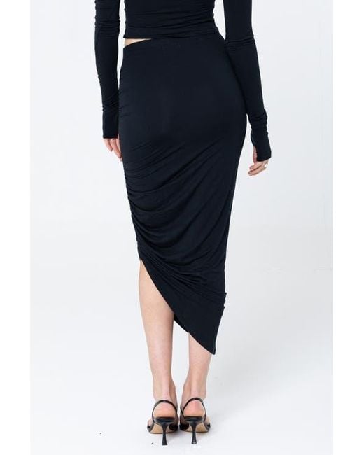 LO+JAYNE The Cinched Asymmetrical Micro Modal Skirt in Black | Lyst