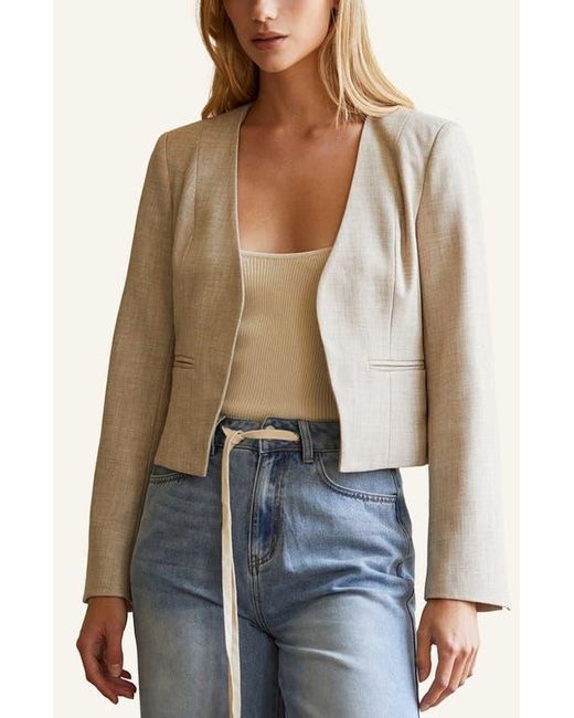 Crescent Crop Open Blazer in Blue | Lyst