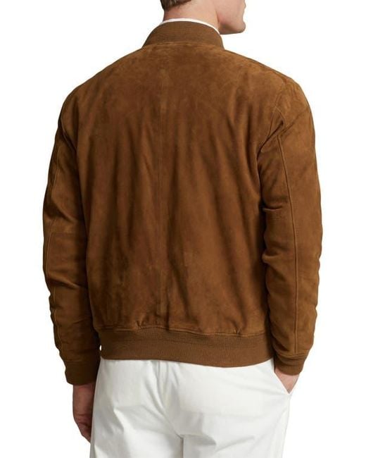 Polo Ralph Lauren Suede Bomber Jacket in Brown for Men | Lyst