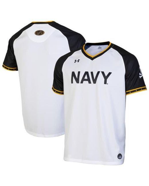 Under Armour Midshipmen Replica Full-Button Baseball Jersey in White ...