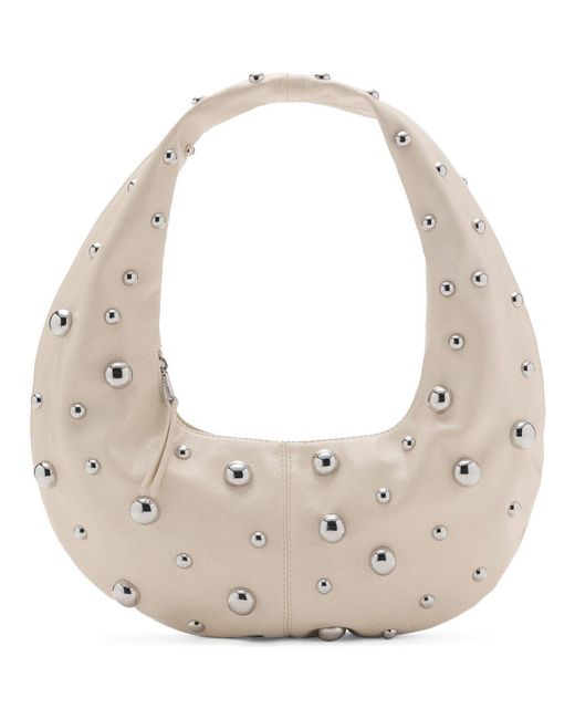 Mango Stud Detail Shoulder Bag in Natural | Lyst