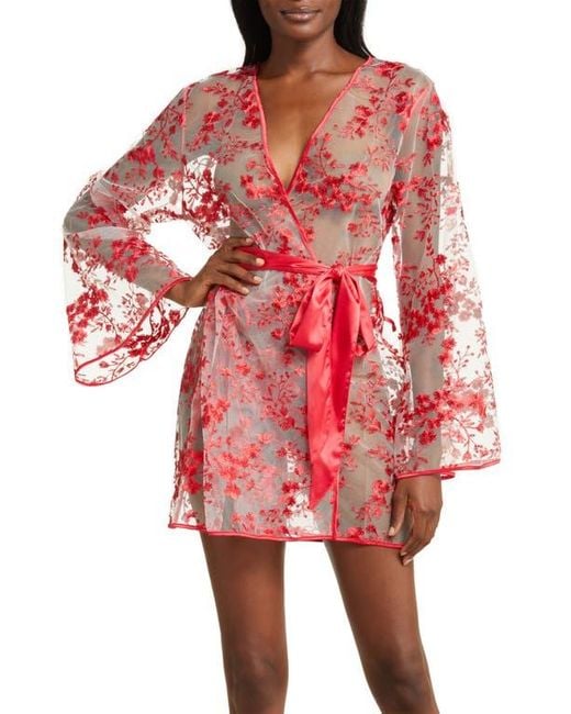 Coquette Floral Embroidered Sheer Mesh Robe | Lyst