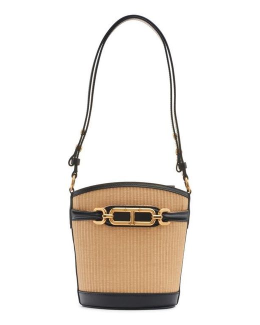 Tom Ford Small Raffia Shoulder Bag in Metallic | Lyst