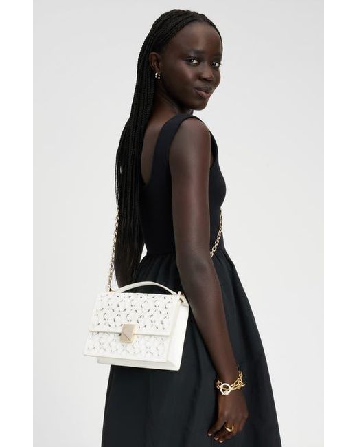 Kate Spade Deco Eyelet Leather Convertible Crossbody Bag in White | Lyst