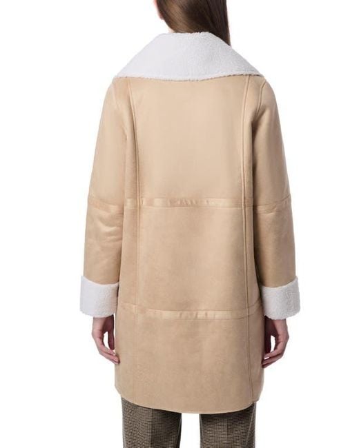 Bernardo Faux Leather & Faux Fur Reversible Coat in Natural | Lyst