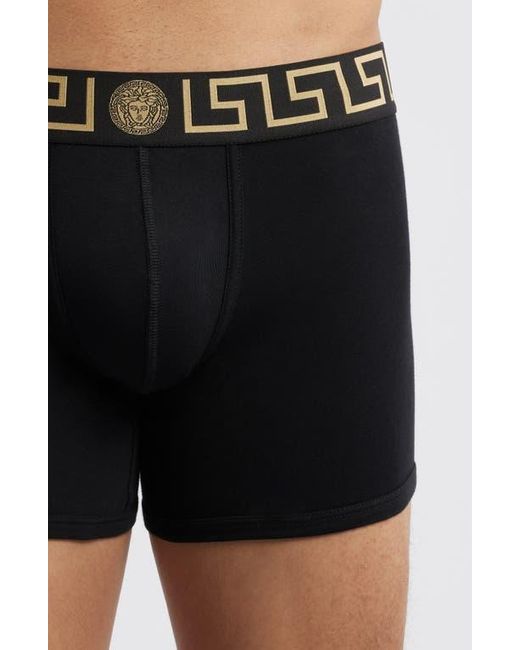 Versace 2-Pack Greca Border Stretch Cotton Boxer Briefs in Black for ...