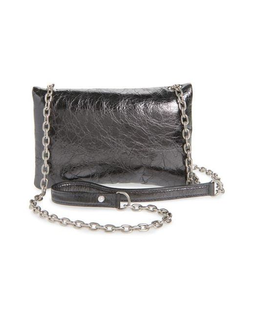 Balenciaga Mini Monaco Crinkle Metallic Leather Crossbody Bag in Gray ...