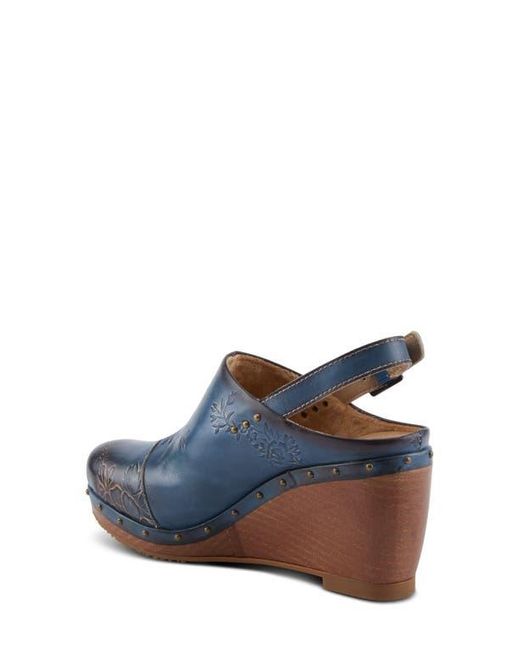 Spring Step Loveya Slingback Platform Wedge Clog in Blue | Lyst